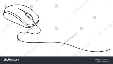 continuous single line drawing computer mouse stock vector royalty