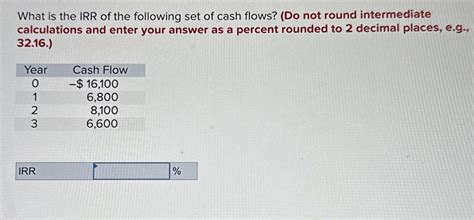 Solved What Is The IRR Of The Following Set Of Cash Flows Chegg Com