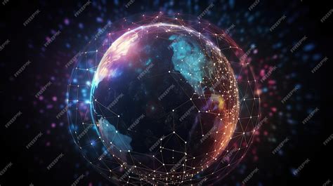 Premium Photo Big Data Abstract Background With Planet Earth Futuristic Technology Network Concept