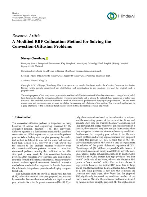 Pdf A Modified Rbf Collocation Method For Solving The Convection