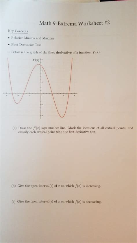 Solved Math 9 Extrema Worksheet 2 Key Concepts • Relative