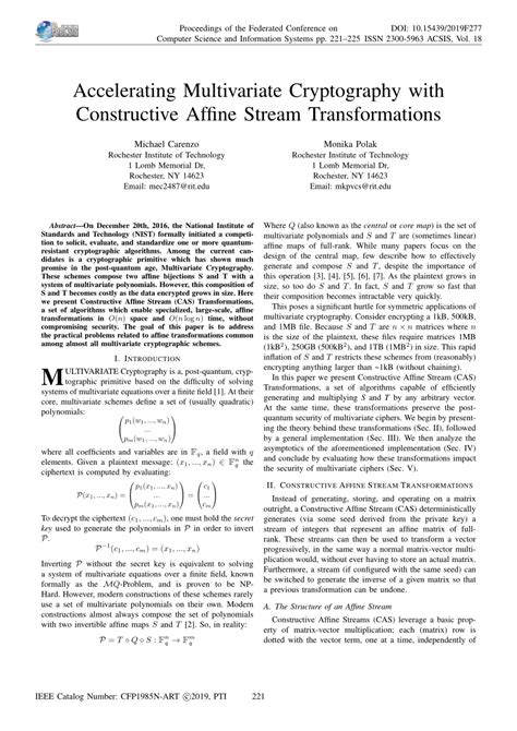 Pdf Accelerating Multivariate Cryptography With Constructive Affine
