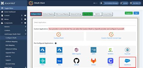salesforce sso single sign on into joomla using oauth oidc