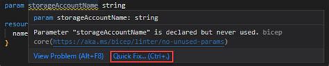 linterregel keine nicht verwendeten parameter azure resource
