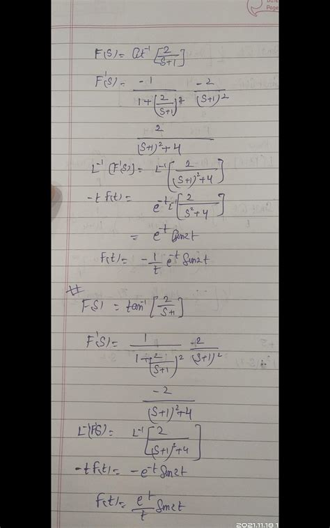 Find The Laplace Inverse Cot