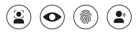 Biometrics Authentication Icons Face Eye Fingerprint And Voice
