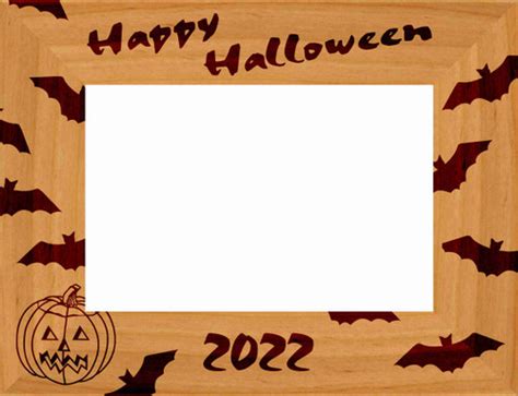 Halloween Bats Picture Frame All Hallows Eve Laser Engraved Wood Picture Frame 3 Sizes
