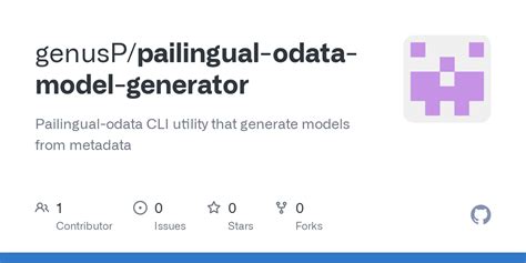 Github Genusppailingual Odata Model Generator Pailingual Odata Cli Utility That Generate