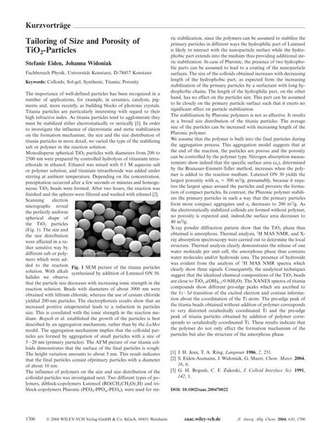 Pdf Tailoring Of Size And Porosity Of Tio2 Particles Dokumen Tips