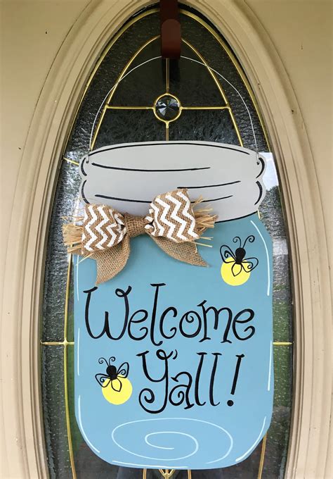 Mason Jarwelcome Yall Door Hangersummer Etsy Mason Jar Door