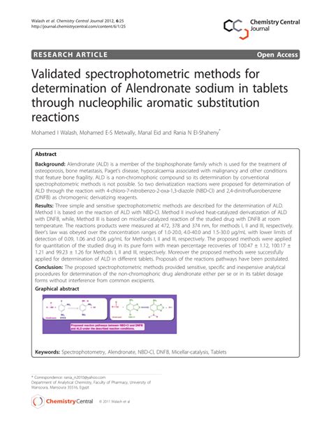 Pdf Validated Spectrophotometric Methods For Determination Of