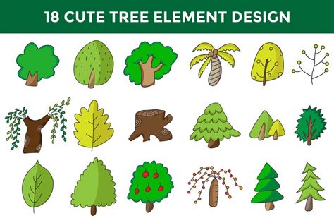 Premium Vector Floral Tree Plant Element Design Collection
