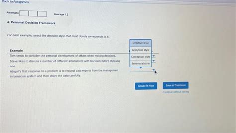 Solved 4 Personal Decision Framework For Each Example