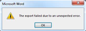 Word PDF The Export Failed Due To An Unexpected Error Super User