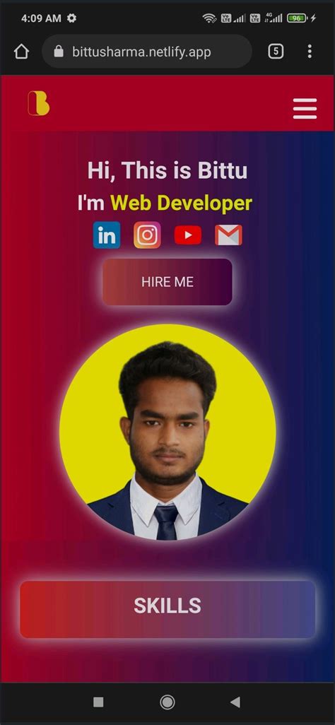 Hi Folks I Just Have Made A Portfolio Website Using Html Css Bootstrap And Javascript Bittu