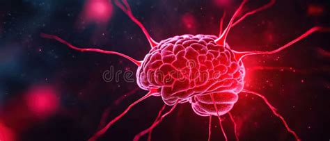 Neural Network Concept With Glowing Brain Illustration Generative Ai Stock Illustration