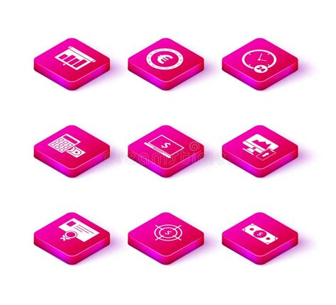 Set Certificate Template Target With Dollar Symbol Calculator Laptop Stacks Paper Money Cash