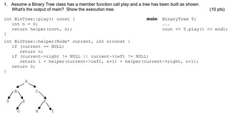 Solved 1 Assume A Binary Tree Class Has A Member Function