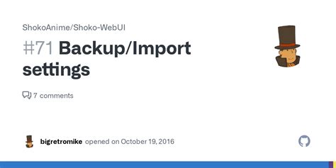 Backupimport Settings · Issue 71 · Shokoanimeshoko Webui · Github