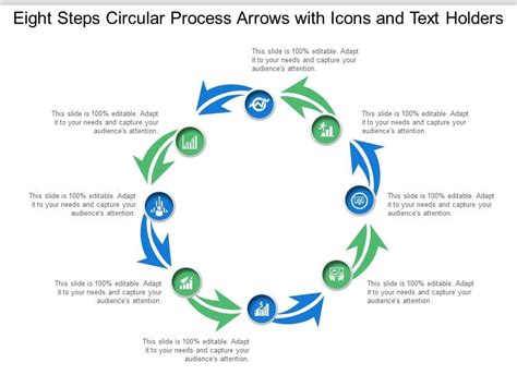 Eight Steps Circular Process Arrows With Icons And Text Holders Ppt Powerpoint Presentation File