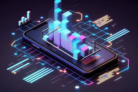 Application Of Smartphone With Business Graph And Analytics Data Stock Illustration