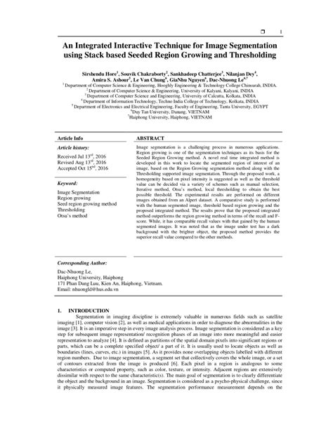 pdf an integrated interactive technique for image segmentation using