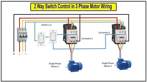 How To Make 2 Way Switch Control In 3 Phase Motor Wiring 2 Way Switch Youtube