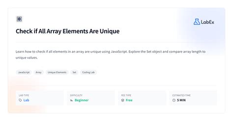Javascript 배열 고유 요소 확인 코딩 랩 Labex