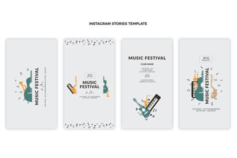 دانلود وکتور استوری‌های اینستاگرام فستیوال موسیقی مینیمال دانلود