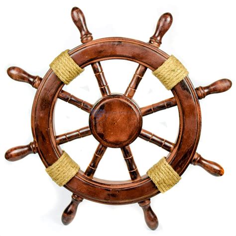 Nagina International Nautical Pine Wood Pirate Ship Wheels Home Decor