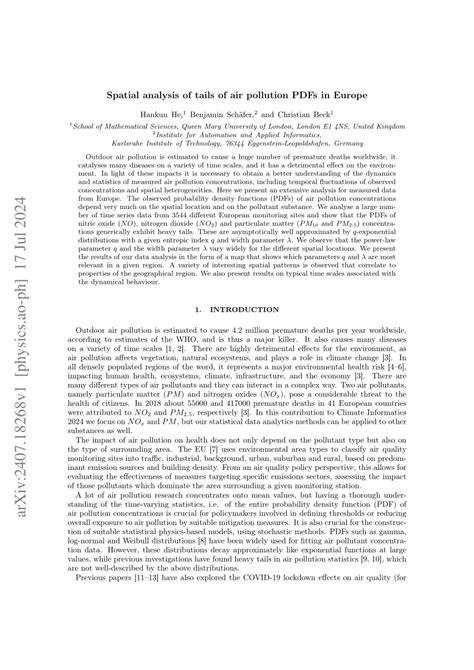 Pdf Spatial Analysis Of Tails Of Air Pollution Pdfs In Europe
