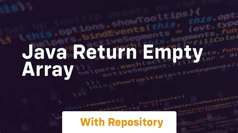 Java Return Empty Array Youtube