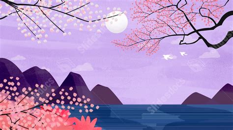Lake Surface Peach Blossom Beautiful Powerpoint Background For Free