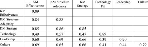 Correlations Between Constructs Diagonal Elements Are Square Roots Of