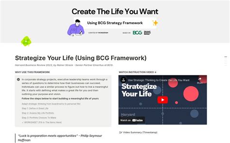 Life Design Framework Using Bcg Strategy Template By Wonderism