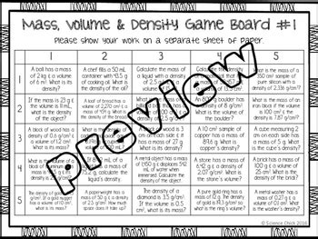 Mass Volume Density Partner Activity By Science Chick TpT