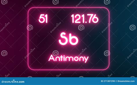 Modern Periodic Table Antimony Element Neon Text Illustration Stock