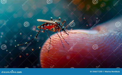 Tiny Mosquito Sitting On Tip Of A Finger And Sucking Blood On Blurred Background Macro Tiny Mosquito Sitting On Tip Of A Finger And Sucking Blood On Blurred Background Macro