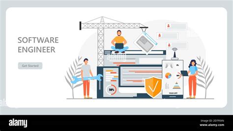 Web Developer Concept Vector For Landing Page Programmer Constructs