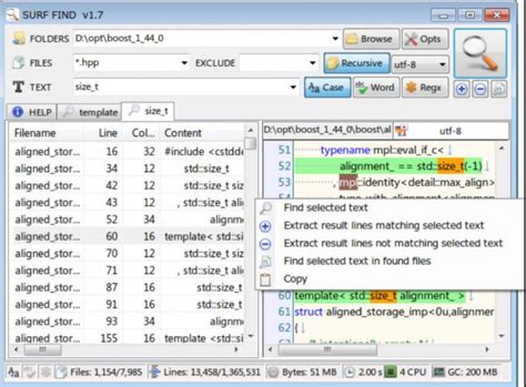 surffind is a fast grep like text search tool for windows