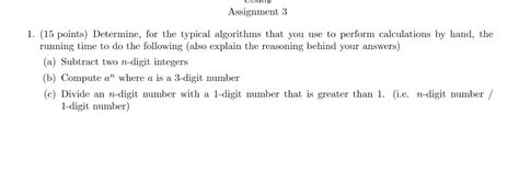 Solved Assignment Points Determine For The Chegg Com