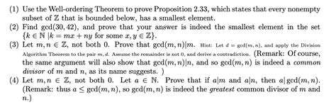 solved 1 use the well ordering theorem to prove