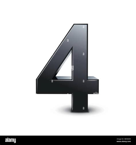 3d shiny black number 4 isolated on white background Stock Vector Image ...