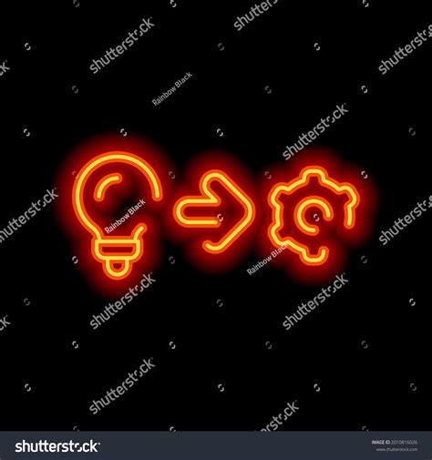 Process Implementation Business Icon Orange Neon Stock Vector Royalty Free 2010816026