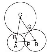 In the given figure, three circles with centres A, B, C respectively ...