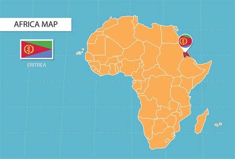 Carte De LÉrythrée En Afrique Icônes Indiquant Lemplacement Et Les