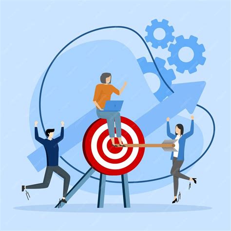 Premium Vector Concept Teamwork Common Goals Business Team Carrying Big Arrows To Goal