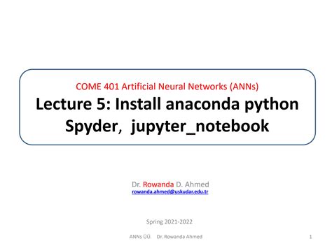 Solution Lect5 Ann Install Anaconda Python Spyder Jupyter Notebook