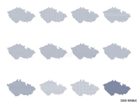 Vector Set Of Abstract Maps Of Czech Republic In Different Styles Stock Illustration