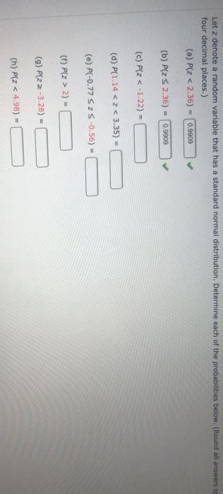 solved let z denote a random variable that has a standard